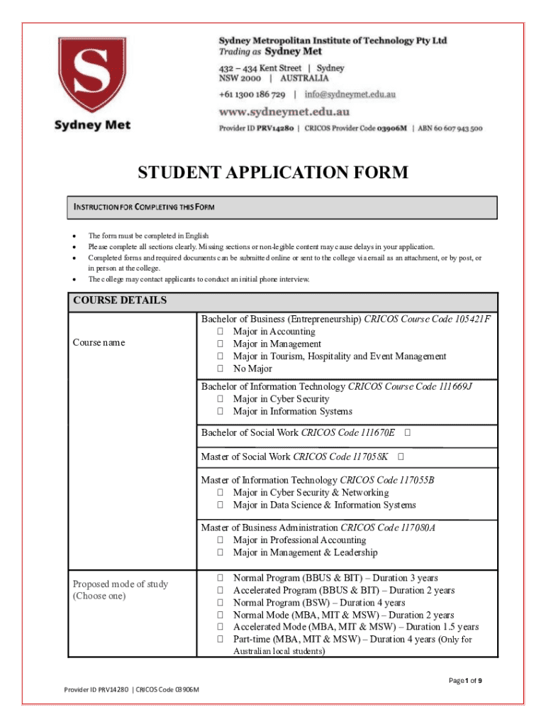 Fillable Online Student Application for Admission Fax Email Print - pdfFiller