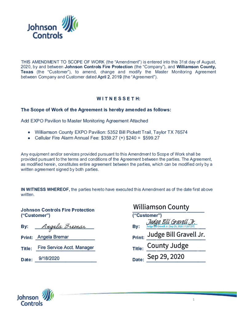 Fillable Online THIS AMENDMENT TO SCOPE OF WORK (the Amendment) is ...