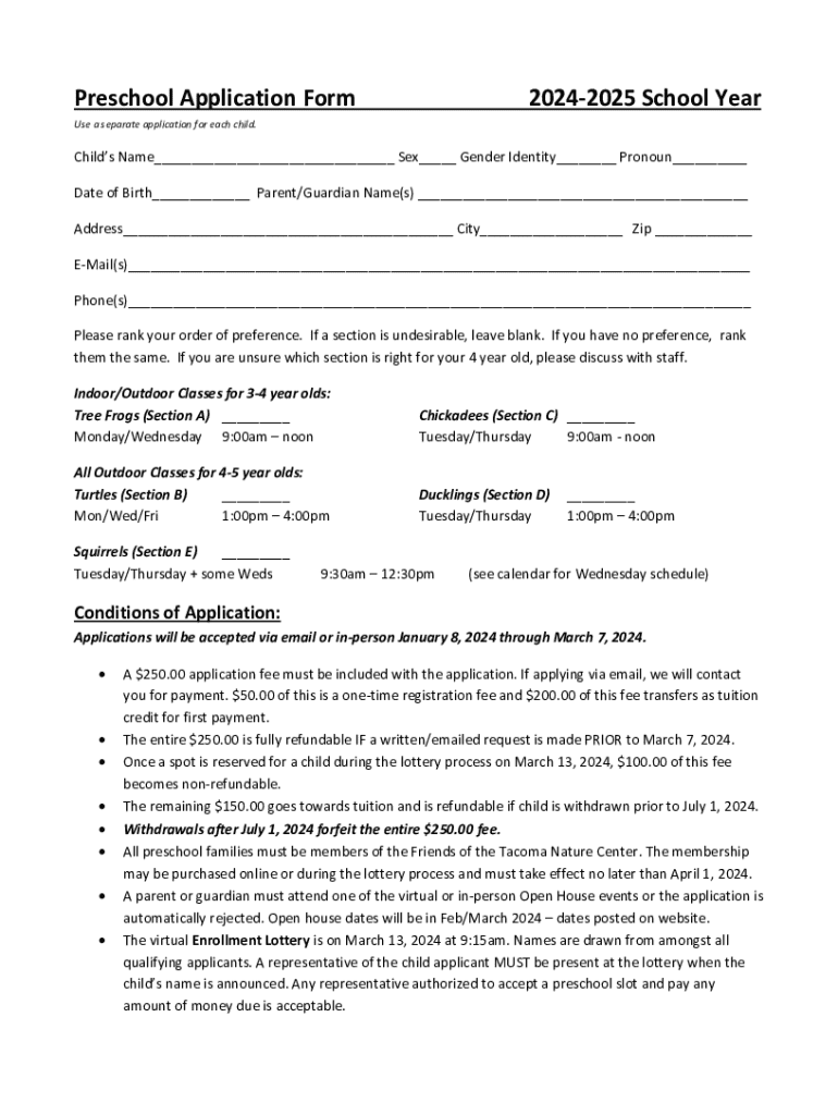 Fillable Online 2024-2025 School Year Application Fax Email Print ...