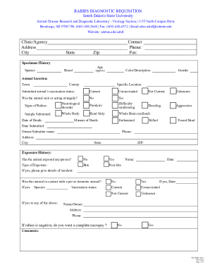 Fillable Online Rabies Diagnostic Requisition Form Fax Email Print ...