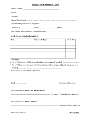 Fillable Online Request for Residential Leave Fax Email Print - pdfFiller