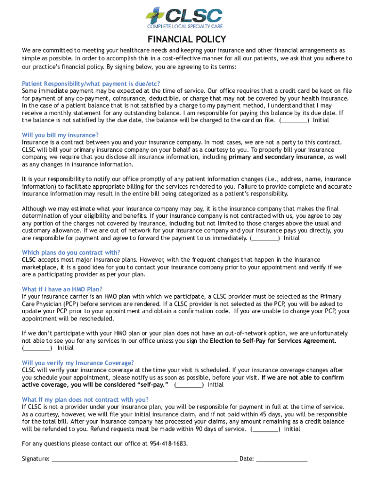 Fillable Online Financial Policy Fax Email Print - pdfFiller