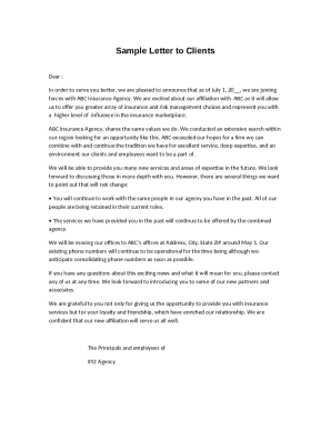 Sample Letter to Clients Doc Template | pdfFiller