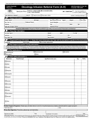 Fillable Online Oncology Infusion Referral Form Fax Email Print - pdfFiller