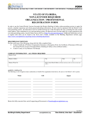 Fillable Online State of Florida Non-licensed Required Organization ...