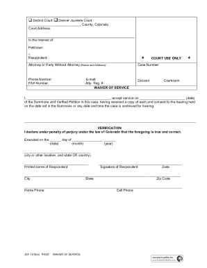 Fillable Online Waiver of Service Fax Email Print - pdfFiller