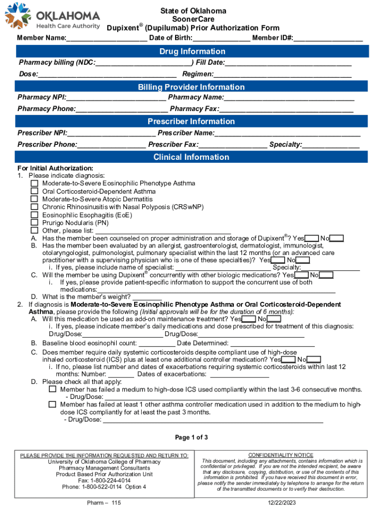 Fillable Online Dupixent® (dupilumab) Prior Authorization Form Fax Email Print - pdfFiller