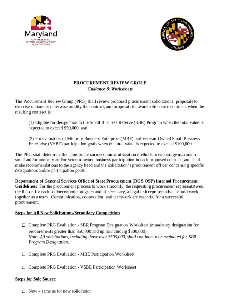 PROCUREMENT REVIEW GROUP Doc Template | pdfFiller