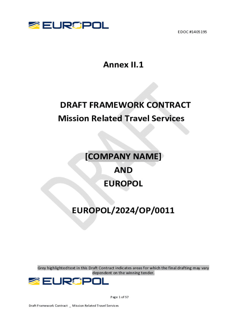 Fillable Online Draft Framework Contract for Mission Related Travel Services Fax Email Print ...