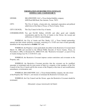 Fillable Online Termination of Restrictive Covenant - Zoning Case: C14 ...