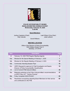 Fillable Online Police Accountability Board Regular Meeting Agenda Fax ...