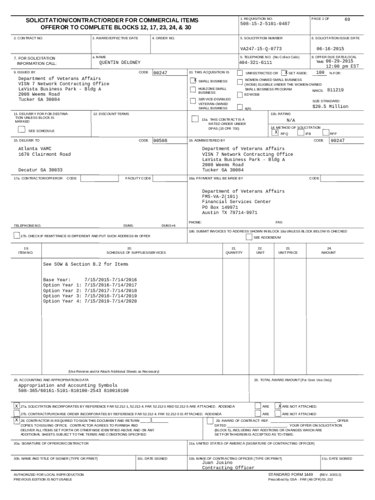 Sf 1449 Doc Template | pdfFiller