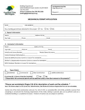 Fillable Online Mechanical Permit Application Form Fax Email Print ...