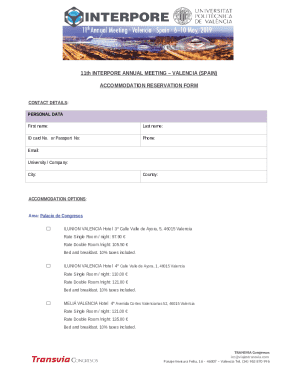 Accommodation Reservation Doc Template | pdfFiller