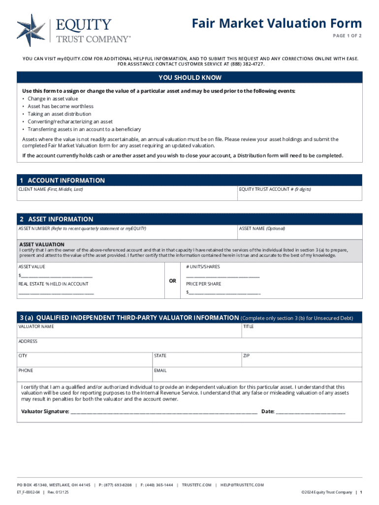 Fair Market Valuation Form: Fill out & sign online | DocHub