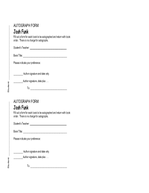 Fillable Online Autograph Form Fax Email Print - pdfFiller