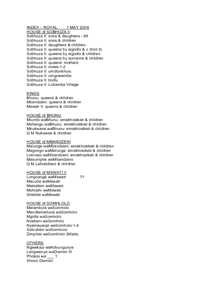 Fillable Online INDEX ROYAL Fax Email Print - pdfFiller