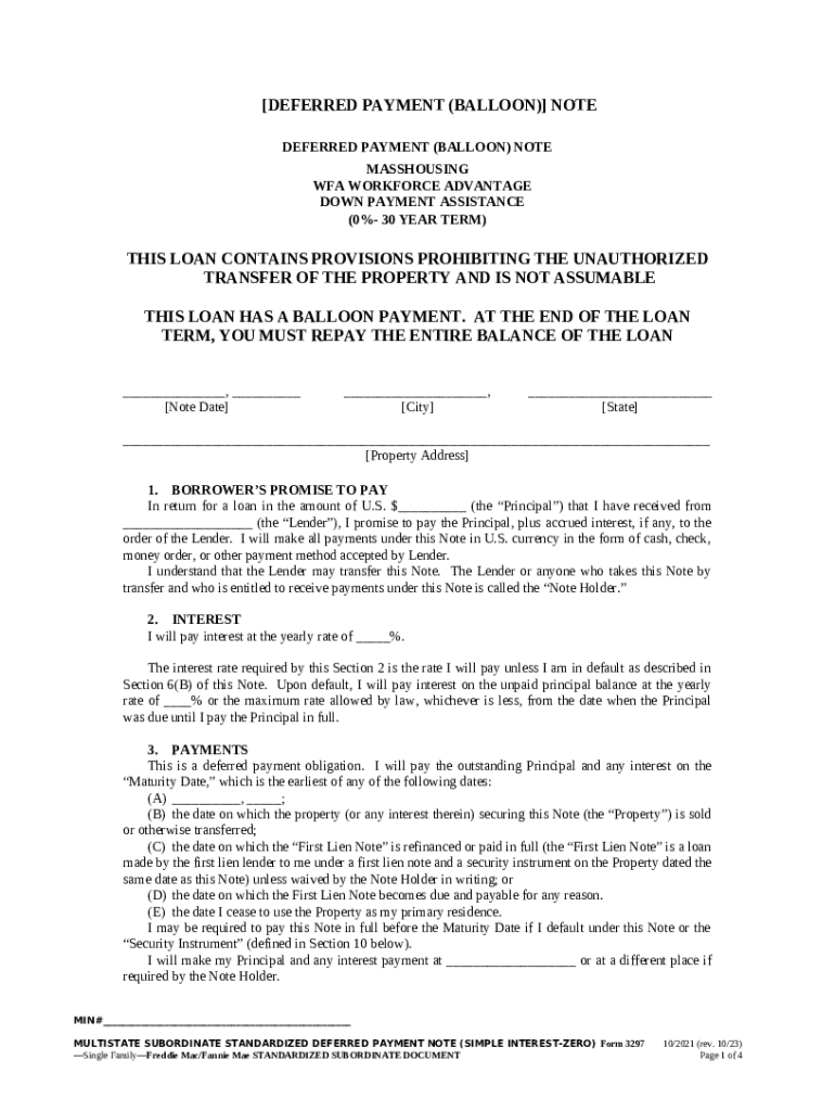 Deferred Payment (balloon) Note Doc Template | pdfFiller
