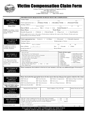 Fillable Online Crime Victims Compensation Program (cvc) Fax Email Print - pdfFiller