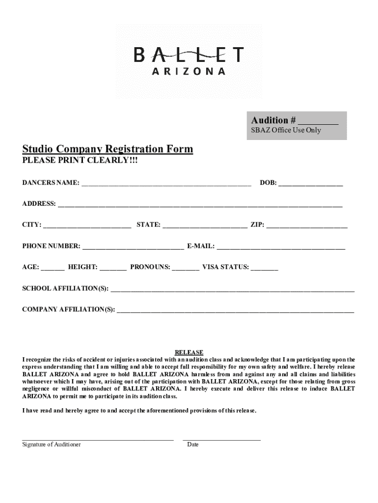 Fillable Online Studio Company Registration Form Fax Email Print - pdfFiller
