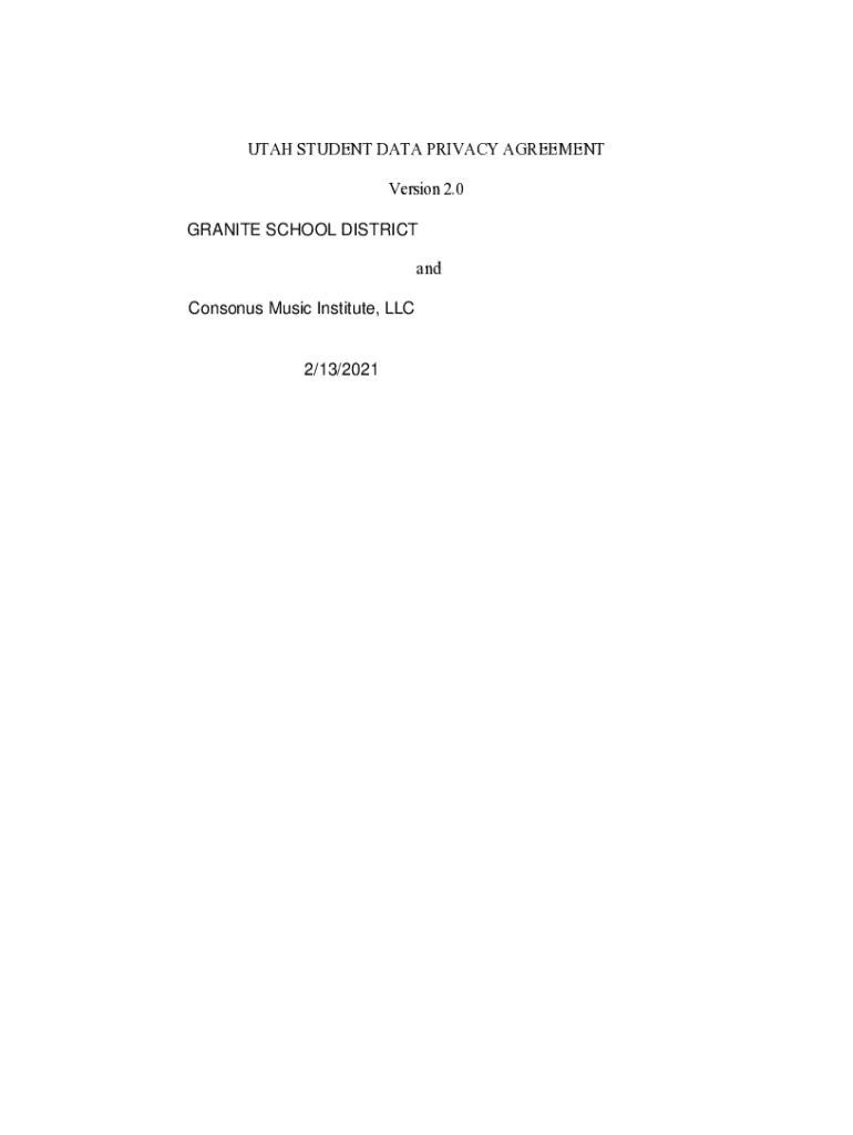 Fillable Online Utah Student Data Privacy Agreement Between Granite School District and Consonus ...