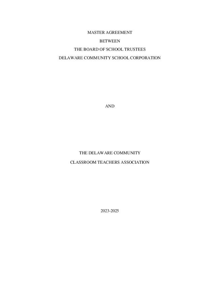 Fillable Online Master Agreement Between the Board of School Trustees Delaware Community School ...