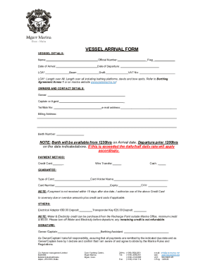 Fillable Online Vessel Arrival Form Fax Email Print - pdfFiller