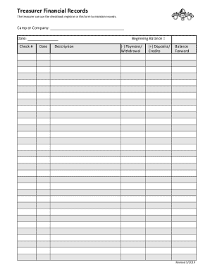 Fillable Online Treasurer Financial Records Form Fax Email Print ...