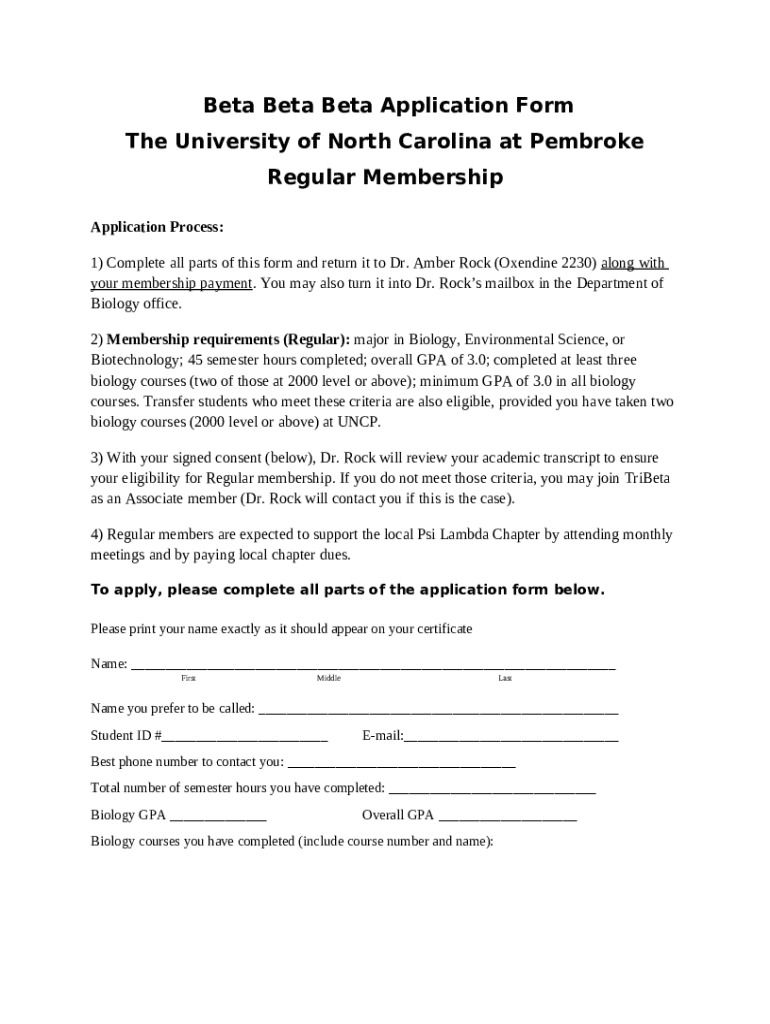 Beta Beta Beta Application Doc Template | pdfFiller