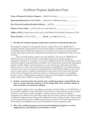 Fillable Online Graduate Certificate in Middle Eastern Studies Fax ...