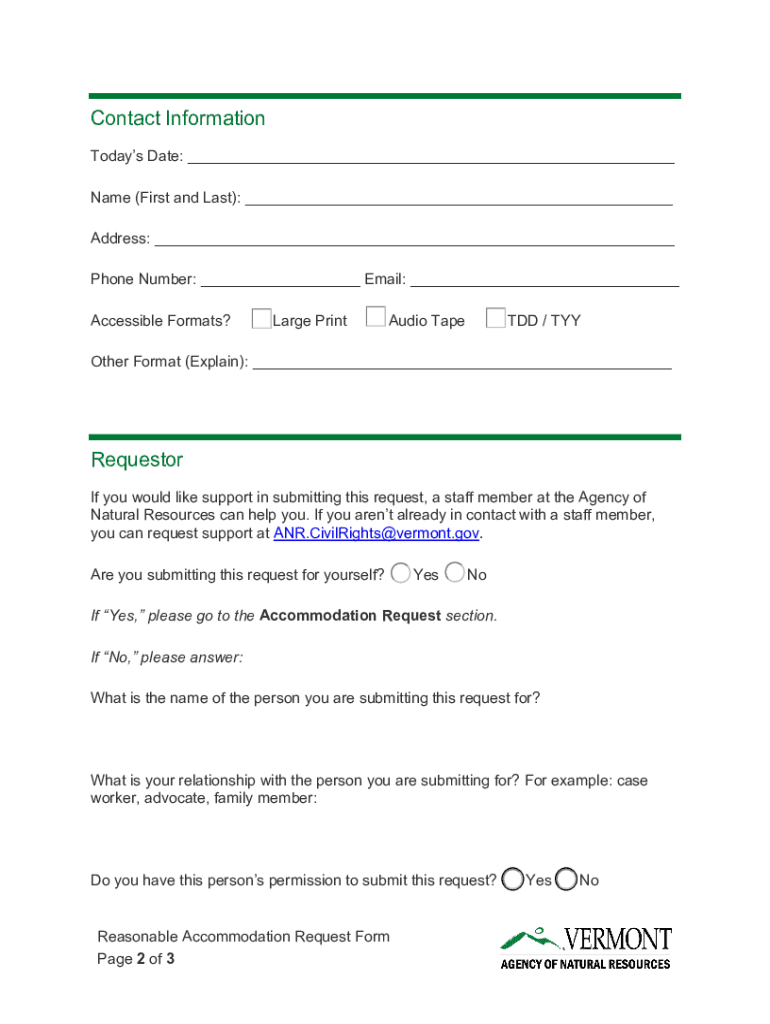 Fillable Online Reasonable Accommodation Request for Members of the ...