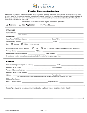Fillable Online Peddler License Application Fax Email Print - pdfFiller
