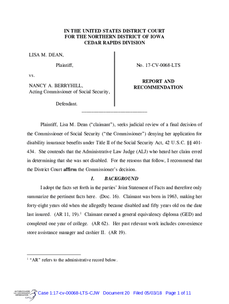 Fillable Online 17-CV-0068-LTS Fax Email Print - pdfFiller