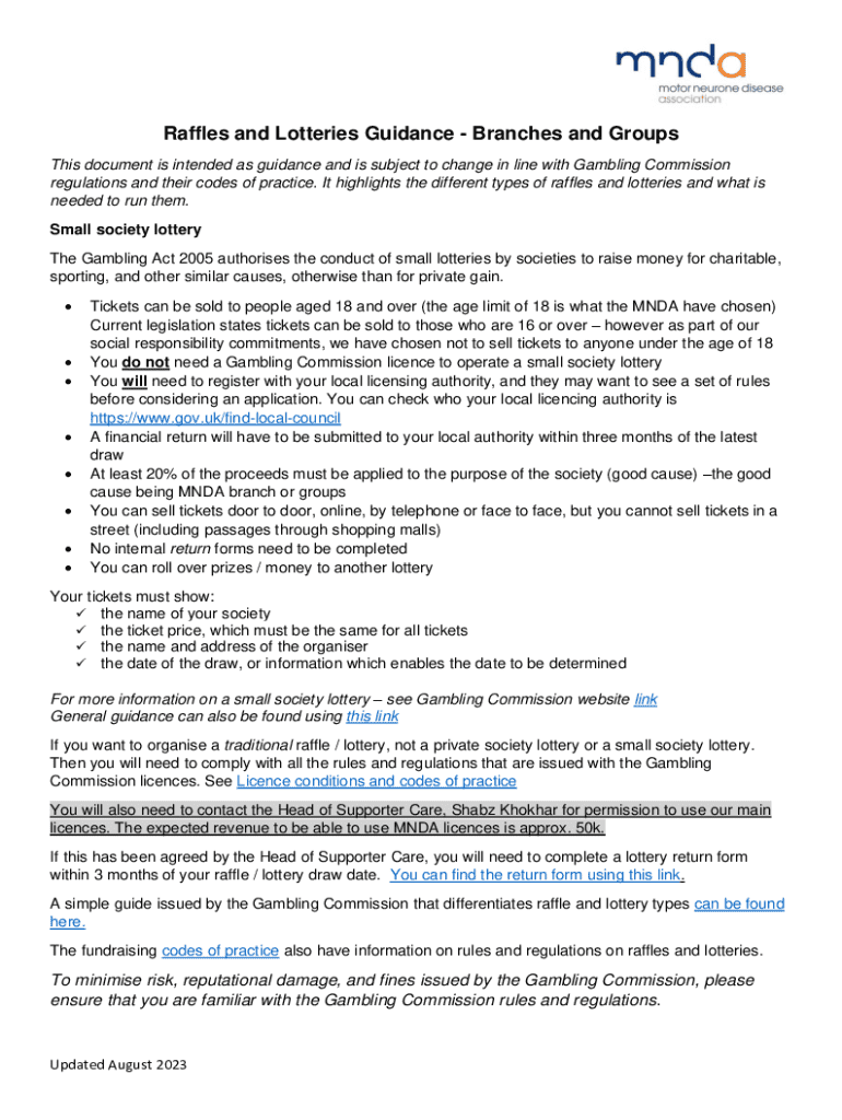 Fillable Online Raffles and Lotteries Guidance - Branches and Groups Fax Email Print - pdfFiller