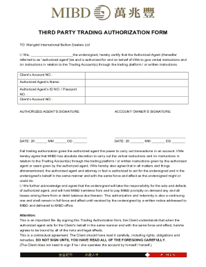 Fillable Online Third Party Trading Authorization Fax Email Print ...
