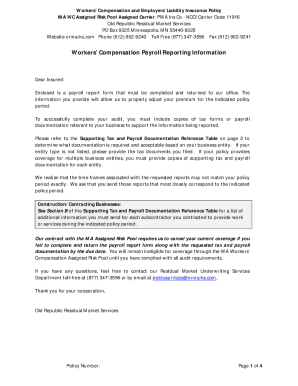 Fillable Online Workers’ Compensation Payroll Reporting Information Fax ...