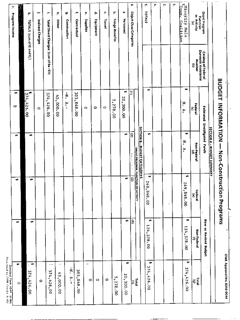 Fillable Online Budget Information — Non-construction Programs Fax Email Print - pdfFiller