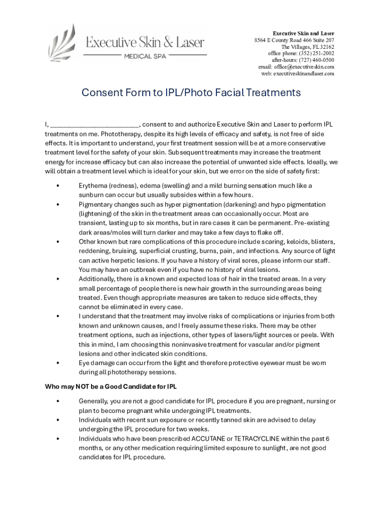 Fillable Online Consent Form for Ipl Treatments Fax Email Print - pdfFiller