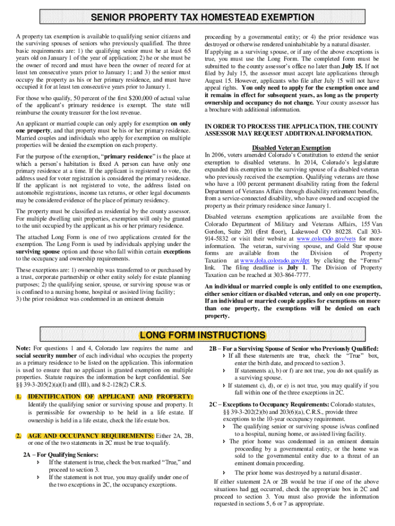 Fillable Online Senior Property Tax Homestead Exemption Application Fax ...