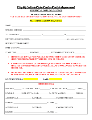 Fillable Online Civic Center Rental Agreement Fax Email Print - pdfFiller