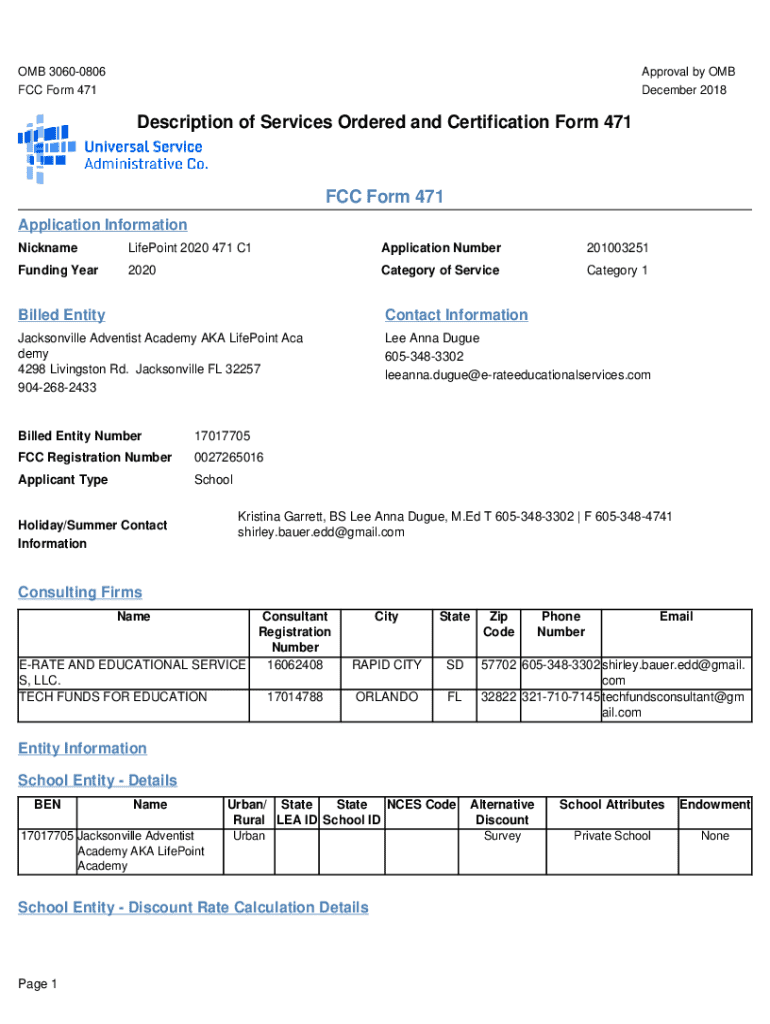 Fillable Online Description of Services Ordered and Certification Form ...