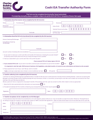 Fillable Online Cash Isa Transfer Authority Form Fax Email Print ...