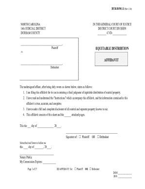 Fillable Online Equitable Distribution Affidavit Fax Email Print ...