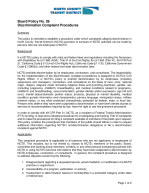 Fillable Online Discrimination Complaint Procedures Fax Email Print - pdfFiller