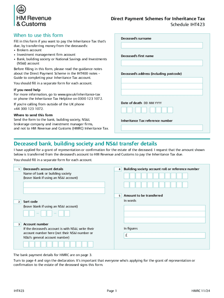 Fillable Online Direct Payment Schemes for Inheritance Tax Fax Email Print - pdfFiller