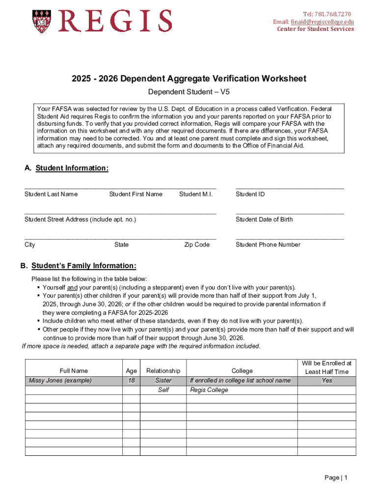 Fillable Online Dependent Student – V5 Fax Email Print - pdfFiller