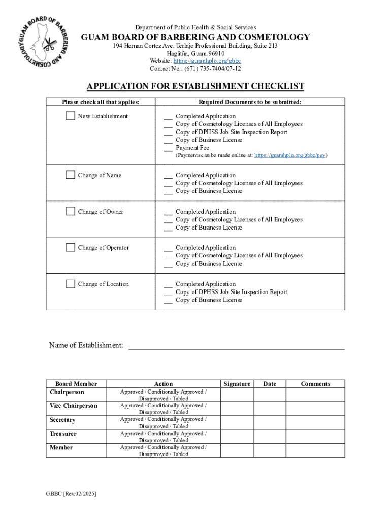 Fillable Online Application for Establishment Fax Email Print - pdfFiller