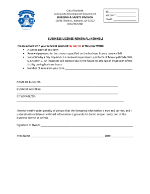 Fillable Online Business License Renewal: Kennels Fax Email Print ...