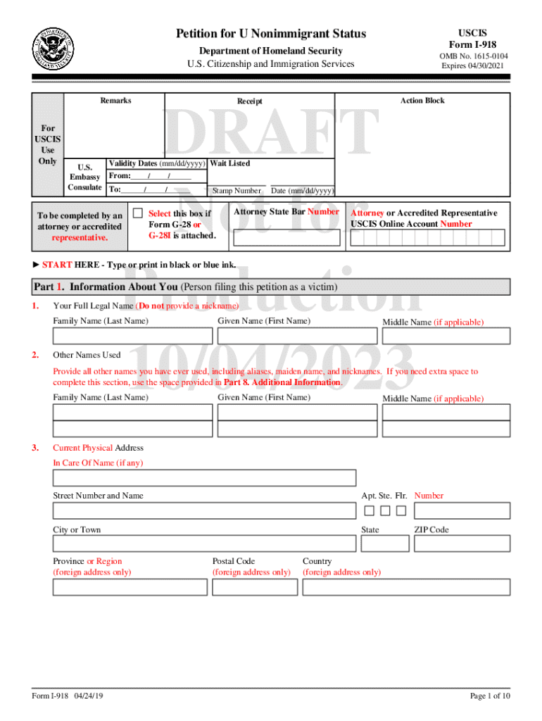 Fillable Online Petition for U Nonimmigrant Status Fax Email Print ...