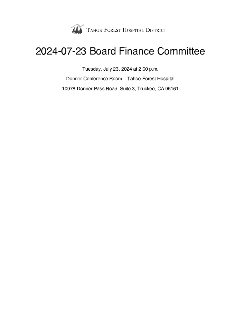 Fillable Online Donner Conference Room Tahoe Forest Hospital Fax Email ...